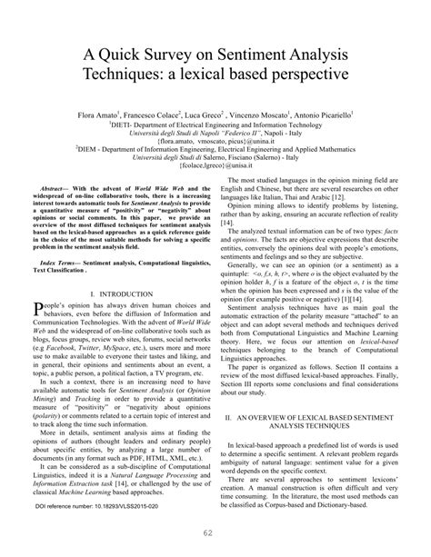 Pdf A Quick Survey On Sentiment Analysis Techniques A Lexical Based