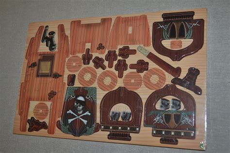 Wooden Craft Series Pirate Ship Pre Coloured Assembling Kit Pre Colored