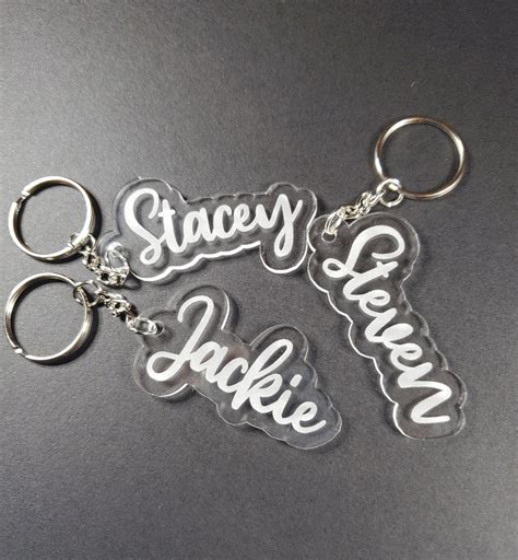 Personalized Acrylic Name Key Chain Name Keyrings Etsy
