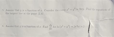 Solved Assume That Y Is A Function Of X Consider The Chegg