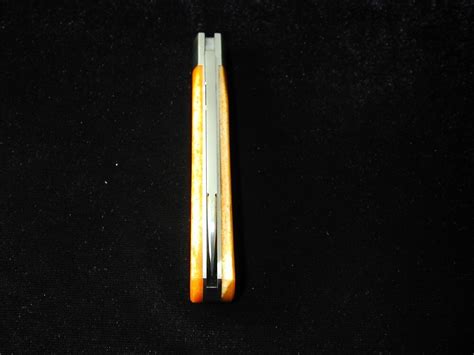 Dollar Knife Co Smooth Orange Camel Bone With White Shield Jack Knife