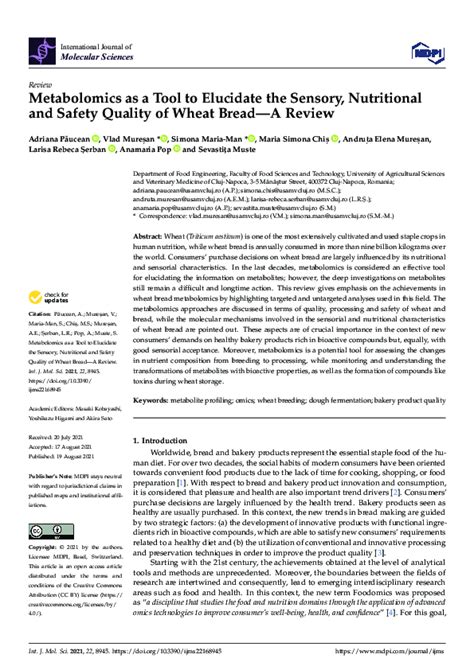 Pdf Metabolomics As A Tool To Elucidate The Sensory Nutritional And