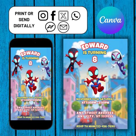 Spidey Birthday Invitation Spidey And His Amazing Friends Birthday