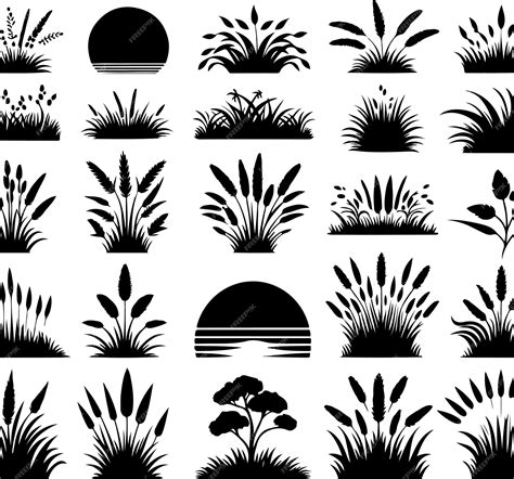 Grass Silhouette Vector Grass Icon Vector Logo Design Template
