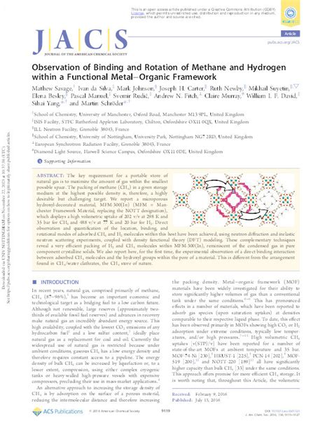 Observation Of Binding And Rotation Of Methane And Hydrogen Within A