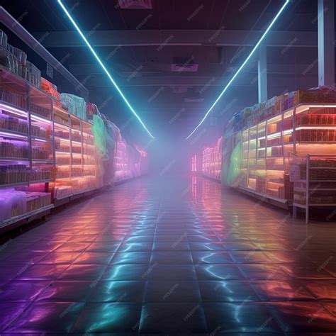 Premium Photo A Grocery Store With A Neon Sign That Sayss The Word