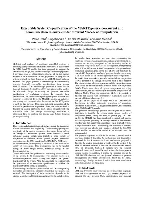 Pdf Executable Systemc Specification Of The Marte Generic Concurrent