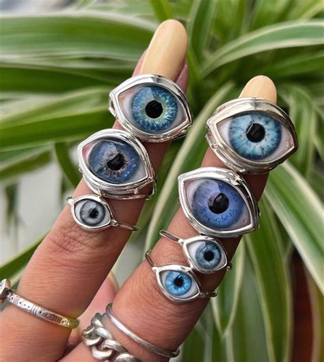 Awakening Eye Ring Glass Eye Ring Eye Jewelry Evil Eye Ring Wire