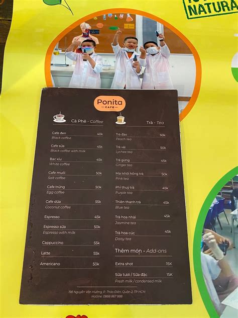 Menu At Ponita Cafe Ho Chi Minh City