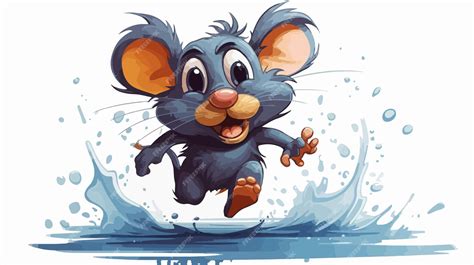 Dynamic Cartoon Illustration Of A Male Mouse Running Premium Ai