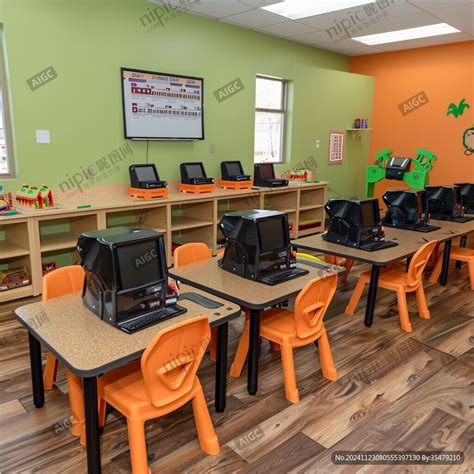 Ai创作图智慧教室 编编程教室 智能课桌 幼儿园电脑房 创新教室 智能教室 创客教室 学校电脑房 科技学习教室 现代教育设施 学校创客教室