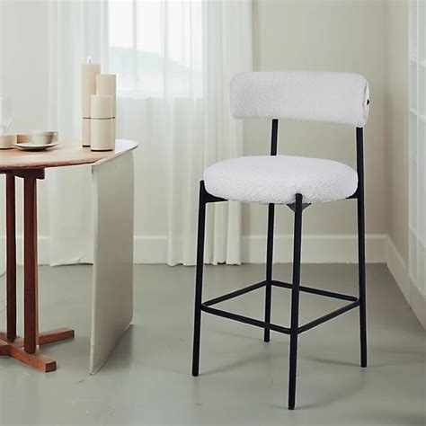 White Set Of 2 Counter Height Low Back Bar Stools 46x46x985cm