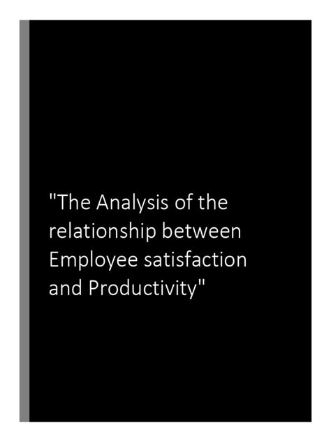 The Impact Of Employee Satisfaction On Productivity Pdf Linear Regression Regression Analysis