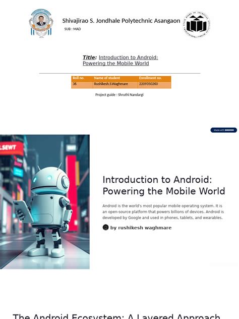 Introduction To Android Powering The Mobile World Ppt Pdf Android
