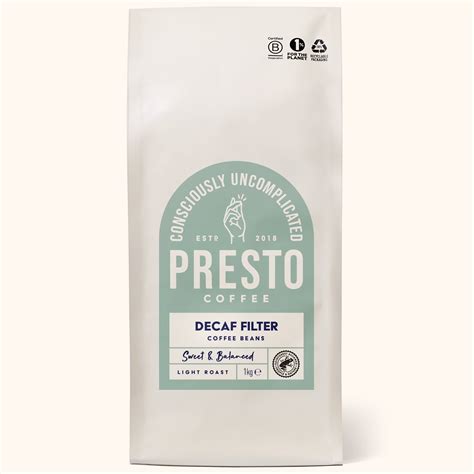 Decaf Filter Coffee Beans 1kg Presto Coffee Roasters