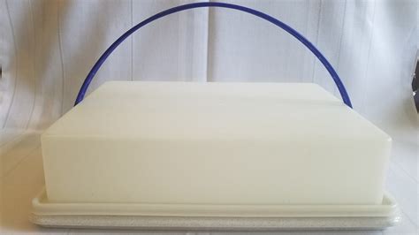Vintage Tupperware Rectangular Cake Taker With Blue Strap Etsy