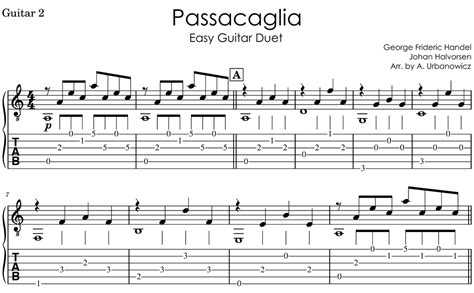 Passacaglia Handel And Halvorsen Easy Guitar Duet Book For Late Beginner Guitarists Online