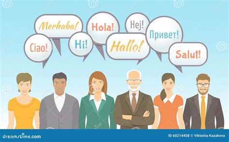 Foreign Language Concept Students Greeting In English French German