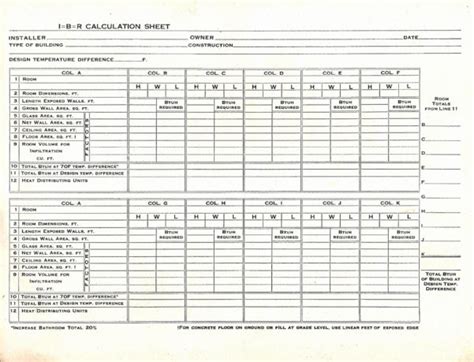 Heat Load Calculation Spreadsheet Throughout Load Calculation