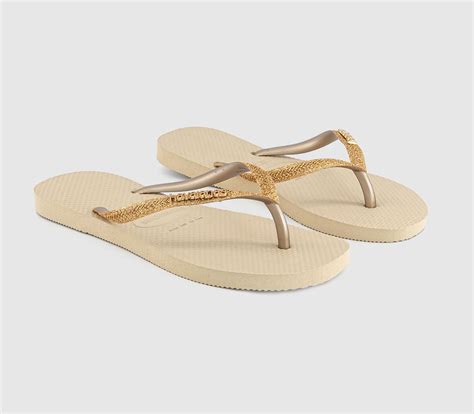 Havaianas Slim Glitter Ii Flip Flops Sand Golden Light Metallic Women