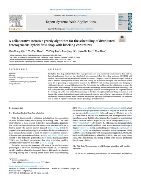 a collaborative iterative greedy algorithm for the scheduling of