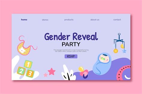 Free Vector Flat Landing Page Template For Gender Reveal Party