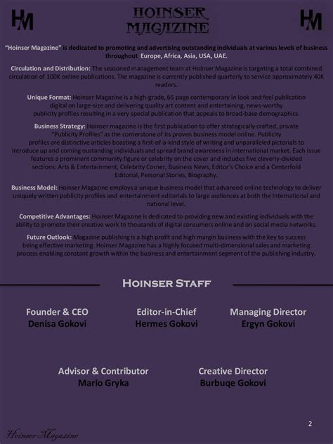 Hoinser Magazine Edition 1 Anila Bashllari Hoinser Group Page 2 Flip Pdf Online Pubhtml5