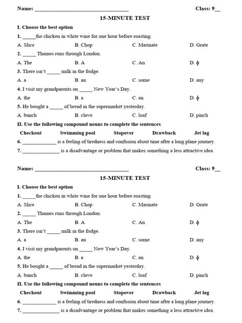 15 Minute Test 9 Pdf