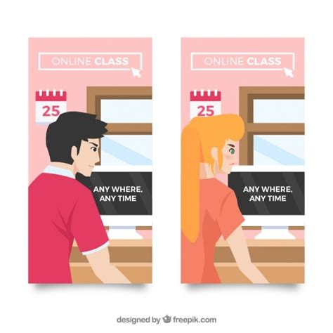 Free Vector Flat Banners Of Online Class