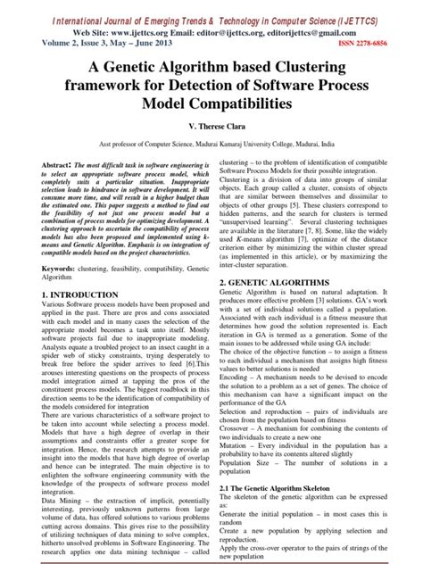 A Genetic Algorithm Based Clustering Framework For Detection Of