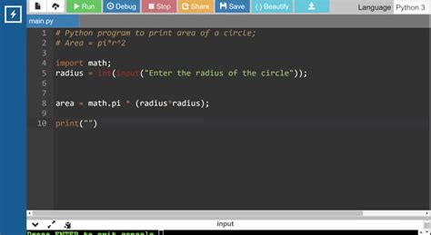 Write A Python Program That Accepts The Radius Of A Circle From The