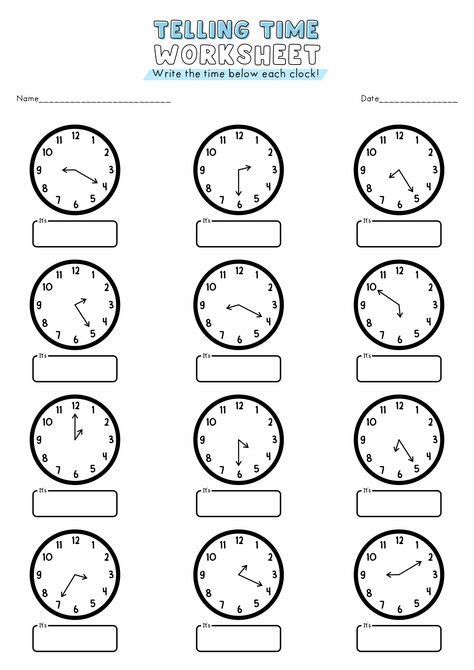 Telling Time Activities 3rd Grade