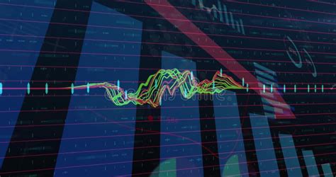 Financial Graphs And Data Processing Animation Overlaying Modern Architectural Structure Stock