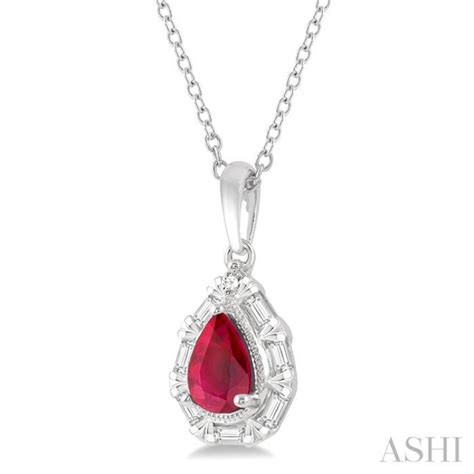 Pear Shape Gemstone And Baguette Halo Diamond Pendant 57477snadfhpdrbwg