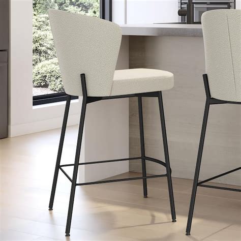Amisco Camilla 31 In High Back Bar Stool Cream Boucle Polyester