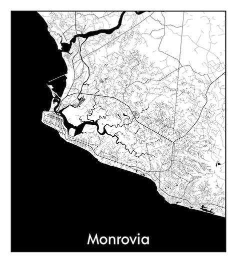 Premium Vector Minimal City Map Of Monrovia Liberia Africa