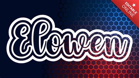 Elowen Cursive Style With White Outlines Text Effect Generator