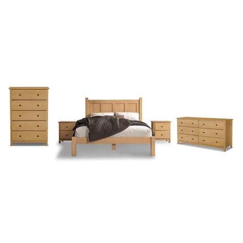 Shaker Bedroom Set 5 Piece Grain Wood Furniture