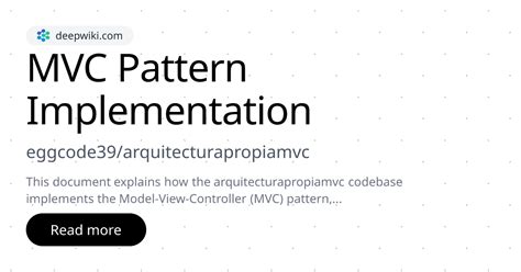 Mvc Pattern Implementation Eggcode39arquitecturapropiamvc Deepwiki