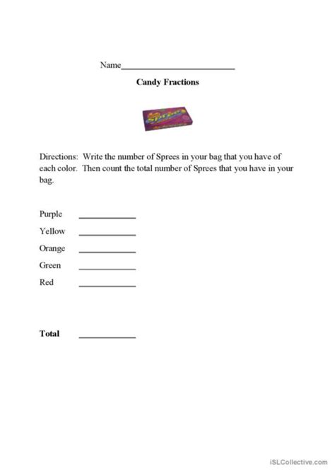 73 Candy English Esl Worksheets Pdf And Doc