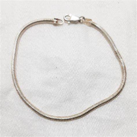 Vintage Sterling Silver Serpentine Bracelet With Lobster Clasp Measures