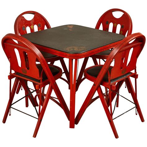 Louis Rassiter And Sons 1920s Chinoiserie Kumfort Game Table And Chairs