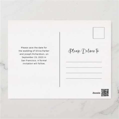 Glamorous Script Overlay And Photo Save The Date Foil Invitation Postcard Zazzle