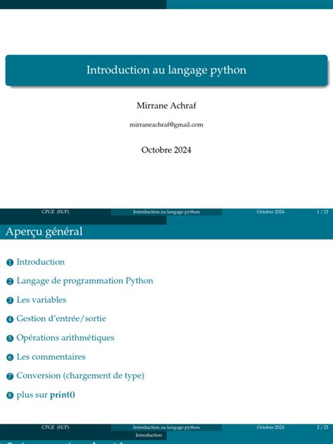 Introduction Au Langage Python Pdf Programmation Informatique