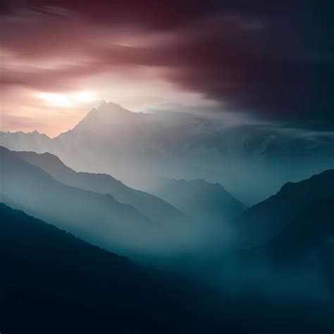 Premium Photo View Of The Himalayas During A Foggy Sunset Night Mt