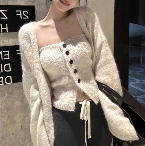 샤인글램 당일출고set 오프숄더 골지 슬림핏 크롭 니트 튜브탑 탱크탑 오버핏 루즈핏 롱 하프 미디 가디건 투피스 세트 연말룩 파티룩 크리스마스룩 5color