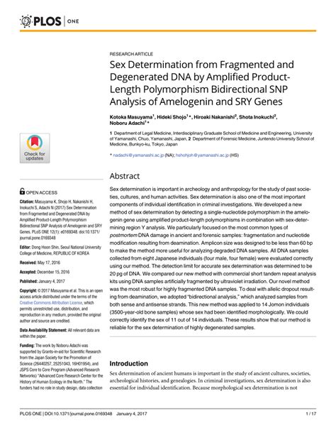 Pdf Sex Determination From Fragmented And Degenerated Dna By