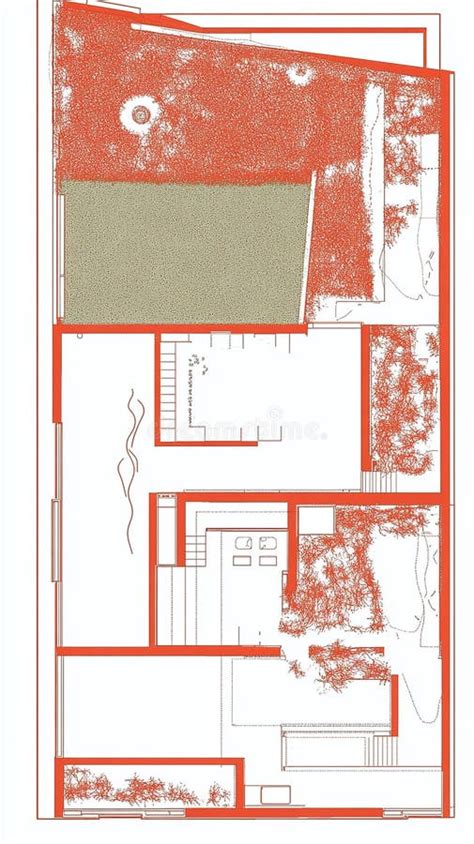 Floor Plan Of A Modern Home With Green Roofs And Rainwater Harvesting Systems Stock Illustration