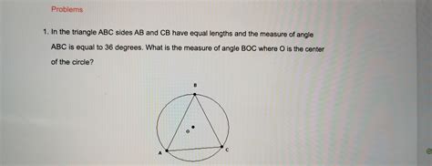 Solved Problems 1 In The Triangle Abc Sides Ab And Cb Have Equal Lengths And The Measure Of