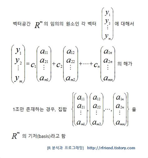 R Python 분석과 프로그래밍의 친구 By R Friend 선형대수 기저 Basis